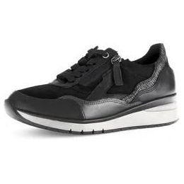 Keilsneaker Gabor "Capri", Damen, Gr. 38, schwarz (schwarz kombiniert), Kalbsleder, Lederimitat, sportlich, Schuhe, Freizeitschuh, Halbschuh, Schnürschuh in K-Weite (= extra weit)