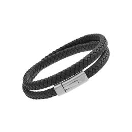 Lederarmband Emporio Armani "EGS2176040" Armbänder Gr. Edelstahl-Leder, schwarz (edelstahlfarben, schwarz) Damen