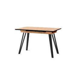 ByLiving BERLIN Tisch mit Auszug, Breite 120 cm, Metall schwarz pulverbeschichtet, Eiche-Optik