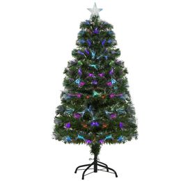 HOMCOM Weihnachtsbaum 1,2 m Christbaum Kunsttanne 130 Zweige Metallfuß PVC mehrfarbige Lichteffekte Ø66 x 1