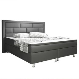 Boxspringbett Nizza 180x200 cm Kunstleder Anthrazit