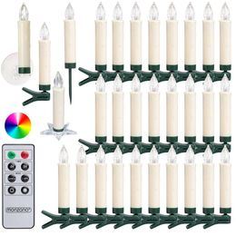 Deuba Weihnachtsbaumkerzen 30er ohne Batterie mit Fernbedienung und Zubehör warm weiß