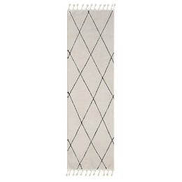 MyFlair Teppich Moroccan Calm, 80 cm x 250 cm, Farbe weiß, rechteckig, Florhöhe 19mm