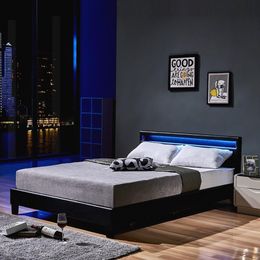 Home Deluxe LED Bett ASTRO 140 x 200 Schwarz