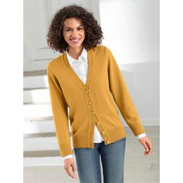 WITT Damen Strickjacke mit farblich abgestimmten Kn&ouml;pfen, maisgelb, Gr&ouml;&szlig;e 52