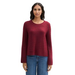 V-Ausschnitt-Pullover Tom Tailor Gr. L (40), rot (deep red melange) Damen Pullover