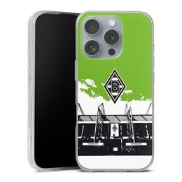 DeinDesign iPhone 16 Pro Handy Silikon H&uuml;lle Case transparent Handyh&uuml;lle Merchandise Borussia M&ouml;nchengladbach Stadium Silikon Case