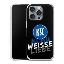 DeinDesign iPhone 16 Pro Handy Silikon H&uuml;lle Case wei&szlig; Handyh&uuml;lle Ksc Karlsruher Sc Official Licensed Product Silikon Case