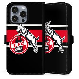 DeinDesign iPhone 16 Pro Max Handy Klapph&uuml;lle Handyh&uuml;lle aus Kunst Leder schwarz Flip Case Official Licensed Product 1. Fc K&ouml;ln Logo Sideflip mit Lasche