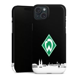 DeinDesign iPhone 15 Plus Handy Premium Case Smartphone Handyh&uuml;lle Schutzh&uuml;lle gl&auml;nzend Skyline Sv Werder Bremen Official Licensed Product Premium Case