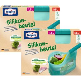 Toppits Gefrierbeutel 2 x 1,5 L Silikonbeutel wiederverwendbar einfrieren aufwärmen, 2 Stück