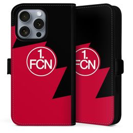DeinDesign iPhone 16 Pro Max Handy Klapph&uuml;lle Handyh&uuml;lle aus Kunst Leder schwarz Flip Case 1. Fcn 1. Fc N&uuml;rnberg Merchandise Sideflip mit Lasche