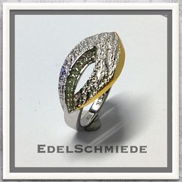 Edelschmiede925 Silberring moderner Silberring im bicolor Look 925 m Zirk Größe 55