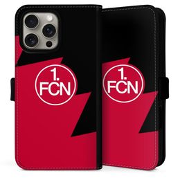 DeinDesign iPhone 16 Pro Handy Klapph&uuml;lle Handyh&uuml;lle aus Kunst Leder schwarz Flip Case 1. Fcn 1. Fc N&uuml;rnberg Merchandise Sideflip mit Lasche