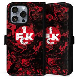 DeinDesign iPhone 16 Pro Max Handy Klapph&uuml;lle Handyh&uuml;lle aus Kunst Leder schwarz Flip Case 1. Fc Kaiserslautern 1. Fck Logo Sideflip mit Lasche