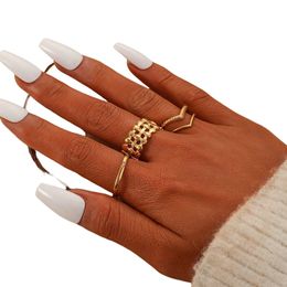 YRIIOMO Fingerring Modisches Set mit gewebtem quadratischem offenen Ring, Damen-Schmuck