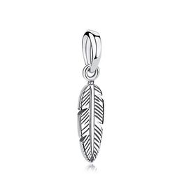 PANDACHARMS Bead Feder Charm Anhänger für Charm Armband, 925er Sterling Silber