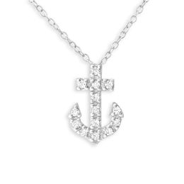 Monkimau Kette mit Anhänger Anker Halskette aus 925 Silber (Packung), mit Kristallen, silberfarben