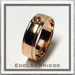 Edelschmiede925 Schmuckset Rosé Goldring 585/- mit champ. farbigen Zirkonia #54