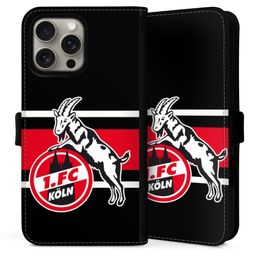 DeinDesign iPhone 16 Pro Handy Klapph&uuml;lle Handyh&uuml;lle aus Kunst Leder schwarz Flip Case Official Licensed Product 1. Fc K&ouml;ln Logo Sideflip mit Lasche