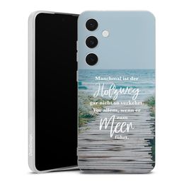 DeinDesign Galaxy S24 FE 5G Handy Silikon H&uuml;lle Case transparent Handyh&uuml;lle Statement Beach Spruch Silikon Case