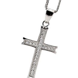 ELLAWIL Kreuzkette Silberkette mit Kreuz Anhänger Halskette Jesuskreuz Christus Kirche (Kettenlänge 40 cm, Sterling Silber 925)