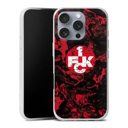 DeinDesign iPhone 16 Pro Handy Silikon H&uuml;lle Case wei&szlig; Handyh&uuml;lle 1. Fc Kaiserslautern 1. Fck Logo Silikon Case