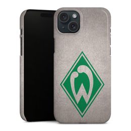 DeinDesign iPhone 15 Plus Handy Premium Case Smartphone Handyh&uuml;lle Schutzh&uuml;lle gl&auml;nzend Concrete Official Licensed Product Sv Werder Bremen Premium Case
