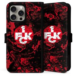 DeinDesign iPhone 16 Pro Handy Klapph&uuml;lle Handyh&uuml;lle aus Kunst Leder schwarz Flip Case 1. Fc Kaiserslautern 1. Fck Logo Sideflip mit Lasche