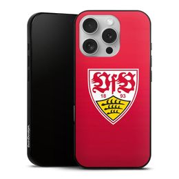 DeinDesign iPhone 16 Pro Handy Slim Case extra d&uuml;nn Silikon Handyh&uuml;lle schwarz H&uuml;lle Logo Official Licensed Product Vfb Stuttgart Silikon Slim Case