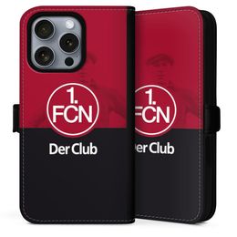 DeinDesign iPhone 16 Pro Max Handy Klapph&uuml;lle Handyh&uuml;lle aus Kunst Leder schwarz Flip Case Official Licensed Product Der Club 1. Fc N&uuml;rnberg Sideflip mit Lasche