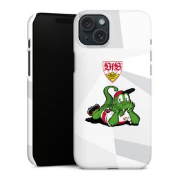 DeinDesign iPhone 15 Plus Handy Premium Case Smartphone Handyh&uuml;lle Schutzh&uuml;lle gl&auml;nzend Vfb Stuttgart Mascot Official Licensed Product Premium Case