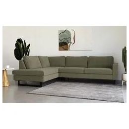 Ecksofa Places of Style "Pinto, 290 cm, Ottomane links / rechts" Sofas Gr. B/H/T: 290cm x 85cm x 217cm, Feincord, Ottomane links, grün (khaki) Cord, Feincord, Luxus-Microfaser Leder und Chenille