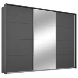 Schwebetürenschrank Rauch "Kleiderschrank Schrank Garderobe Wäscheschrank TOMA mit Passepartout" Schränke Gr. B/H/T: 278 cm x 214 cm x 64 cm, Passepartout ohne Beleuchtung, grau (graumetallic) inkl. Regaleinsatz sowie zusätzlichen Einlegeböden MADE IN GERMANY