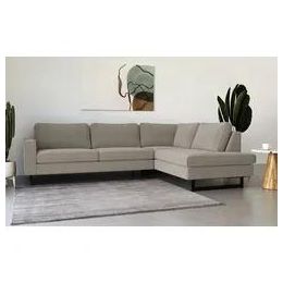 Ecksofa Places of Style "Pinto, 290 cm, Ottomane links / rechts" Sofas Gr. B/H/T: 290cm x 85cm x 217cm, Feincord, Ottomane rechts, grau (hellgrau) Cord, Feincord, Luxus-Microfaser Leder und Chenille