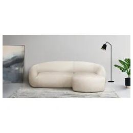 Ecksofa LeGer Home by Lena Gercke "Yani L-Form" Sofas Gr. B/H/T: 255cm x 81cm x 170cm, Bouclé, Recamiere rechts, beige (creme) organische Form, auch in Bouclé