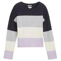 Tom Tailor Mädchen Cropped Strickpullover mit Colour Blocking, grün, Colour Blocking, Gr. 152