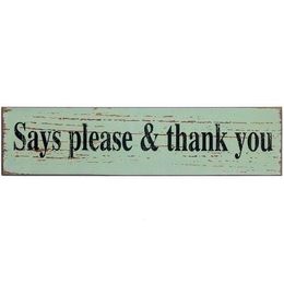 MyFlair Holzschild "Say please & thank you"