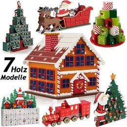 Deuba Adventskalender Holzpyramide 45,5 x 45 x 7cm mehrfarbig