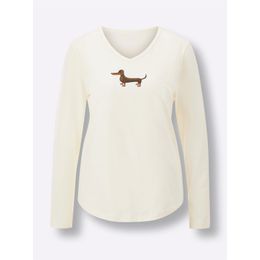 w&auml;schepur w&auml;schepur Damen Schlafanzug mit Hunde-Motiven, champagner-sesam-bedruckt, Gr&ouml;&szlig;e 44/46