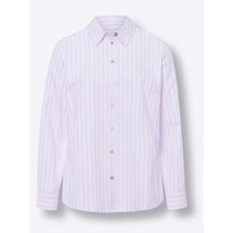 Heine Witt Damen Klassische Bluse mit Kellerfalte im R&uuml;cken, ros&eacute;-wei&szlig;-gestreift, Gr&ouml;&szlig;e 34