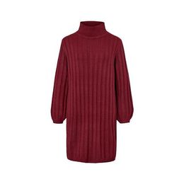 Tchibo Geripptes Strickkleid mit Stehkragen - Bordeaux - Gr.: S