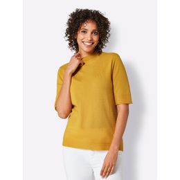 CREATION L PREMIUM Wit Damen Kaschmirpullover mit Stehkragen, ocker, Gr&ouml;&szlig;e 36/38
