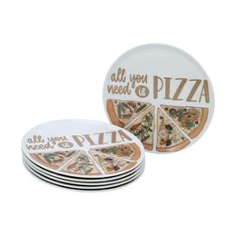 Creatable Pizzateller Set ALL YOU NEED, 6-teiliges Geschirrset, Pizzateller aus Porzellan