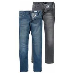 Stretch-Jeans Arizona "Willis" Gr. 27, U-Gr, blau (blue used und grey used) Herren Jeans straight-fit, lange Beine, mit Nieten, niedrige Leibhöhe