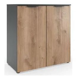 Kommode wimex "Level by fresh to go" Sideboards Gr. B/H/T: 81 cm x 92 cm x 41 cm, schwarz (front plankeneiche nachbildung, korpus graphit) 2-türig mit soft-close Funktion, 81cm breit, 92cm hoch