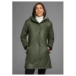 Regenjacke Polarino Gr. 36, grün (khaki) Damen Jacken wasserdicht, winddicht, mit Kapuze, 2-Wege-Reißverschluss