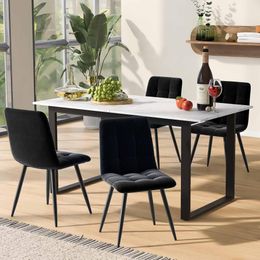 okwish Esstisch Erweiterbar Esszimmertisch rechteckig(Erweiterbar Esszimmertisch rechteckig Küchentisch weiß Marmoroptik), Ausziehbar 140-180cm Tischplatte
