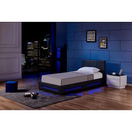 Home Deluxe LED Bett ASTEROID - 90 x 200 cm Schwarz