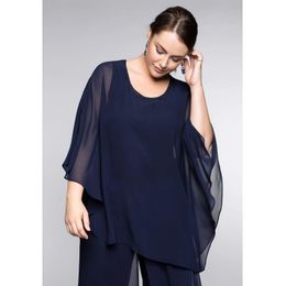 Tunika sheego "Große Größen" Gr. 40, blau (marine) Damen Tuniken in eleganter 2-in-1-Optik